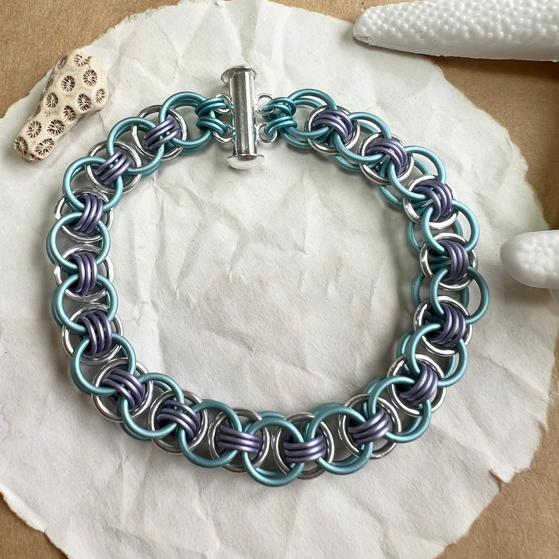 Helm Weave Bracelet Kit with FREE Video - Matte Sky Blue, Silver and M ...