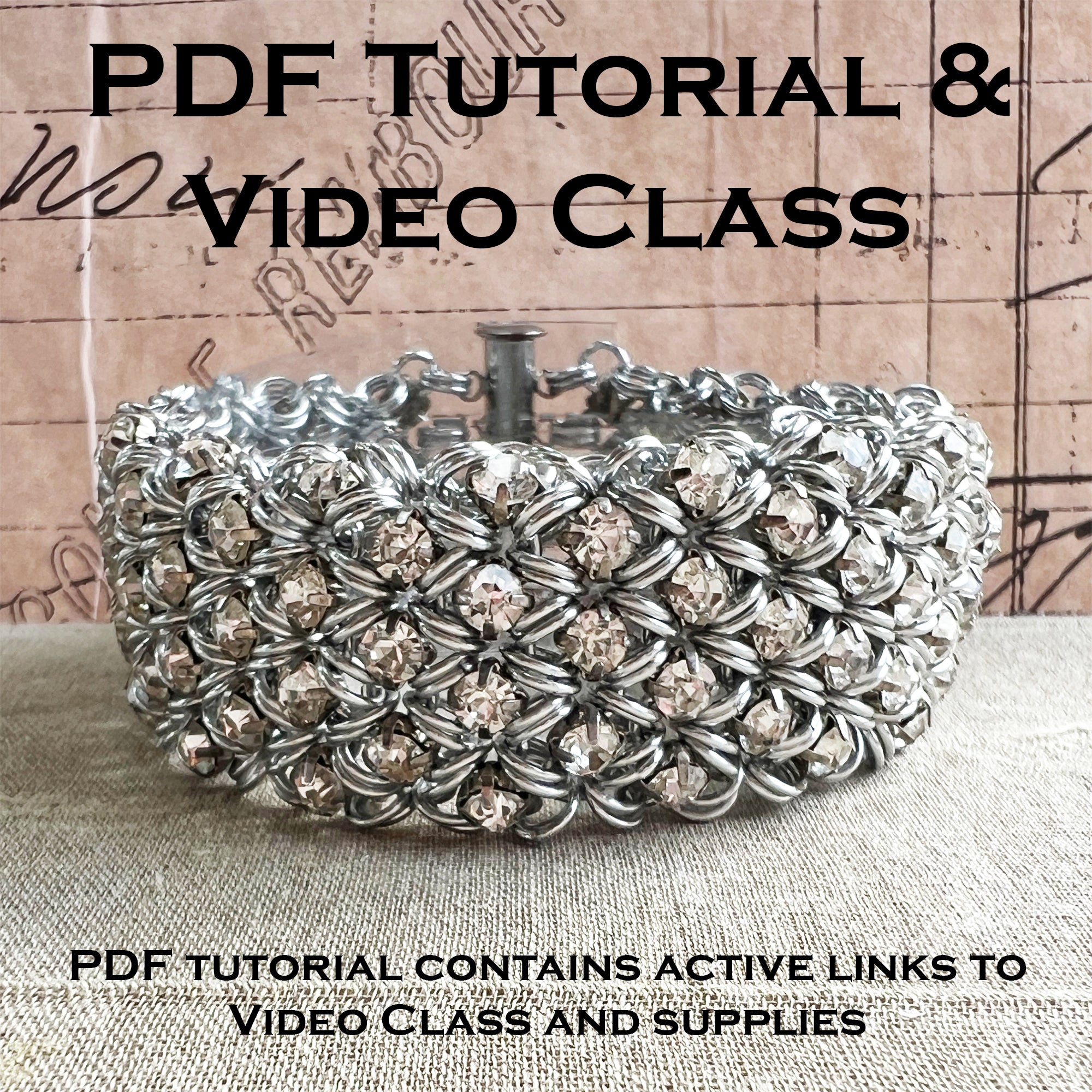 Rhinestone Cuff Bracelet PDF Tutorial & Video Class - NO PHYSICAL ITEM ...