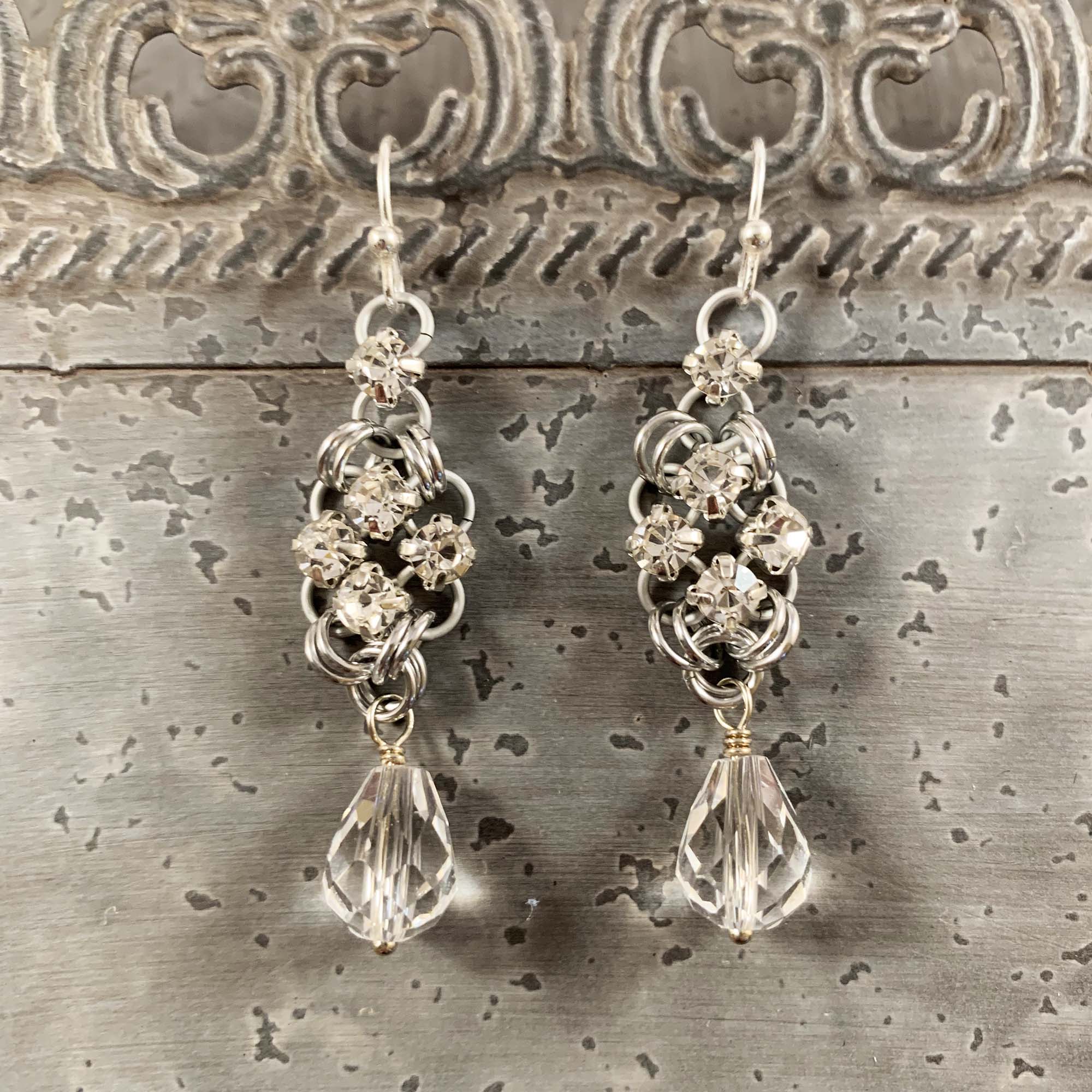 Simple Square Rhinestone Earrings Kit with Free Video Silver and Cryst ...